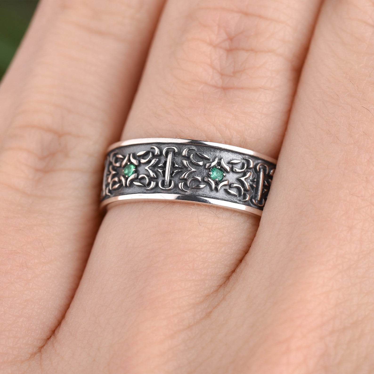 Promise Rings for Couples With Emerald Best Friend Rings - Etsy
