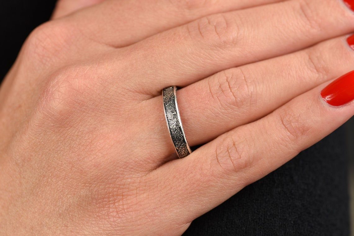 Oak Leaf Ring Unique Nature Ring Nature Wedding Band - Etsy Australia