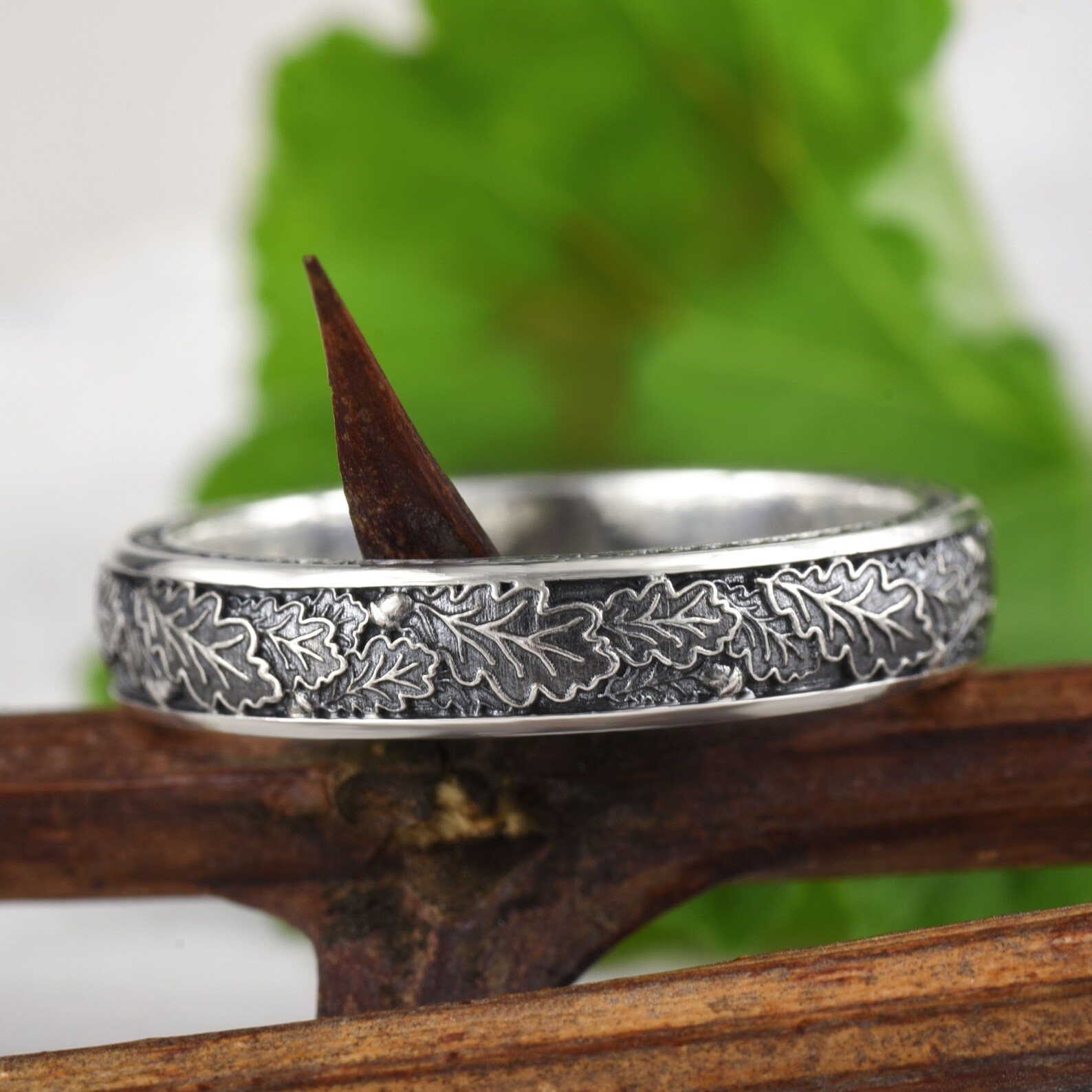 Oak Leaf Ring Unique Nature Ring Nature Wedding Band - Etsy