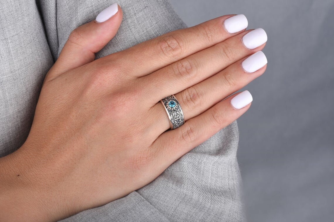 Unique promise rings for couples Matching rings with blue | Etsy