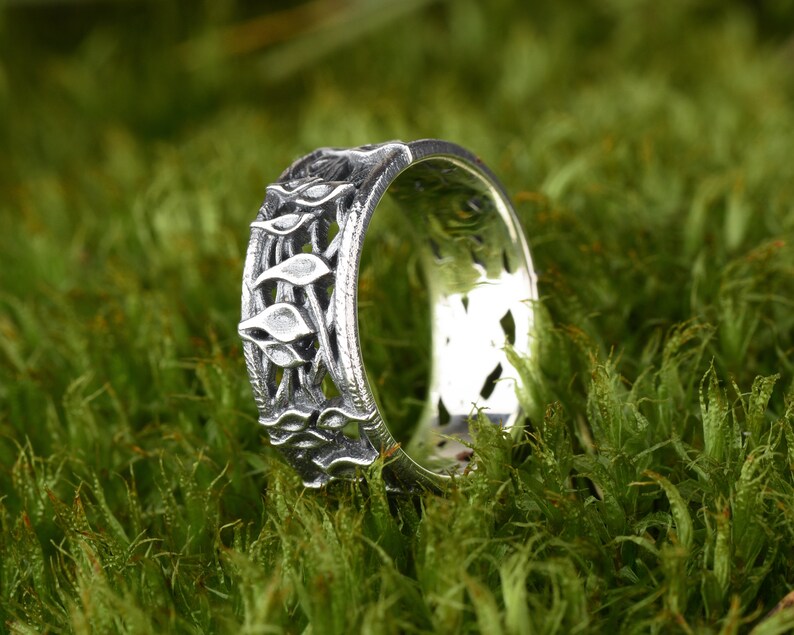 Silver Chunky Ring With Drops Wide Textured Ring Band Custom | Etsy