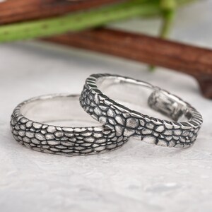 Sterling Silver Snake Ring, Snake Shed Wedding Band Set, Unique Mens ...