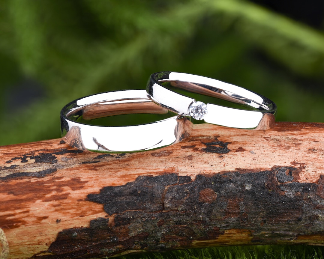 Matching Couple Rings Sterling Silver, Promise Ring for Couples ...