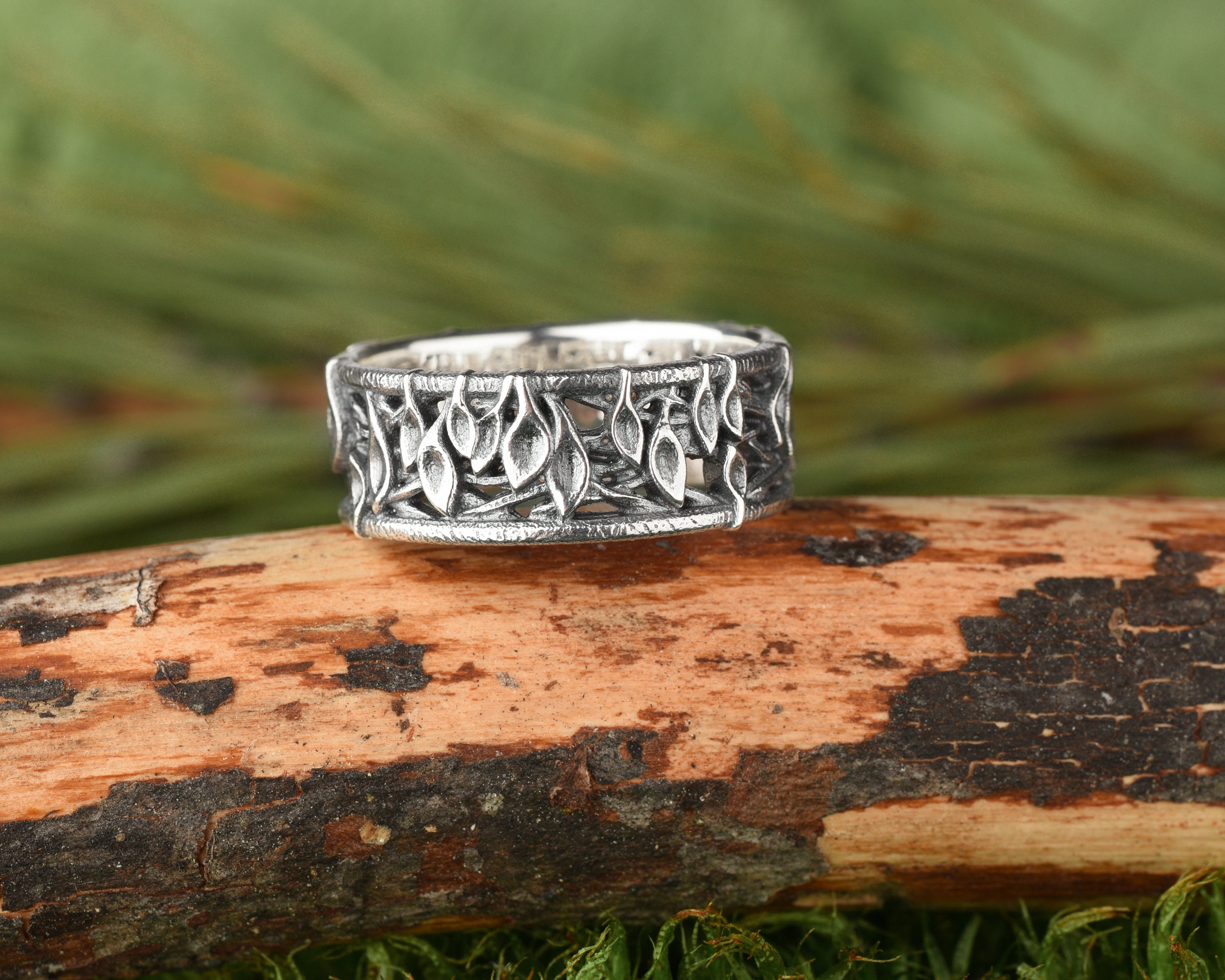 Silver Chunky Ring With Drops Wide Textured Ring Band Custom | Etsy