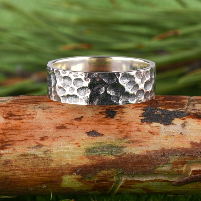 Mens Rock Wedding Band Mens Rustic Ring Sterling Silver Long - Etsy