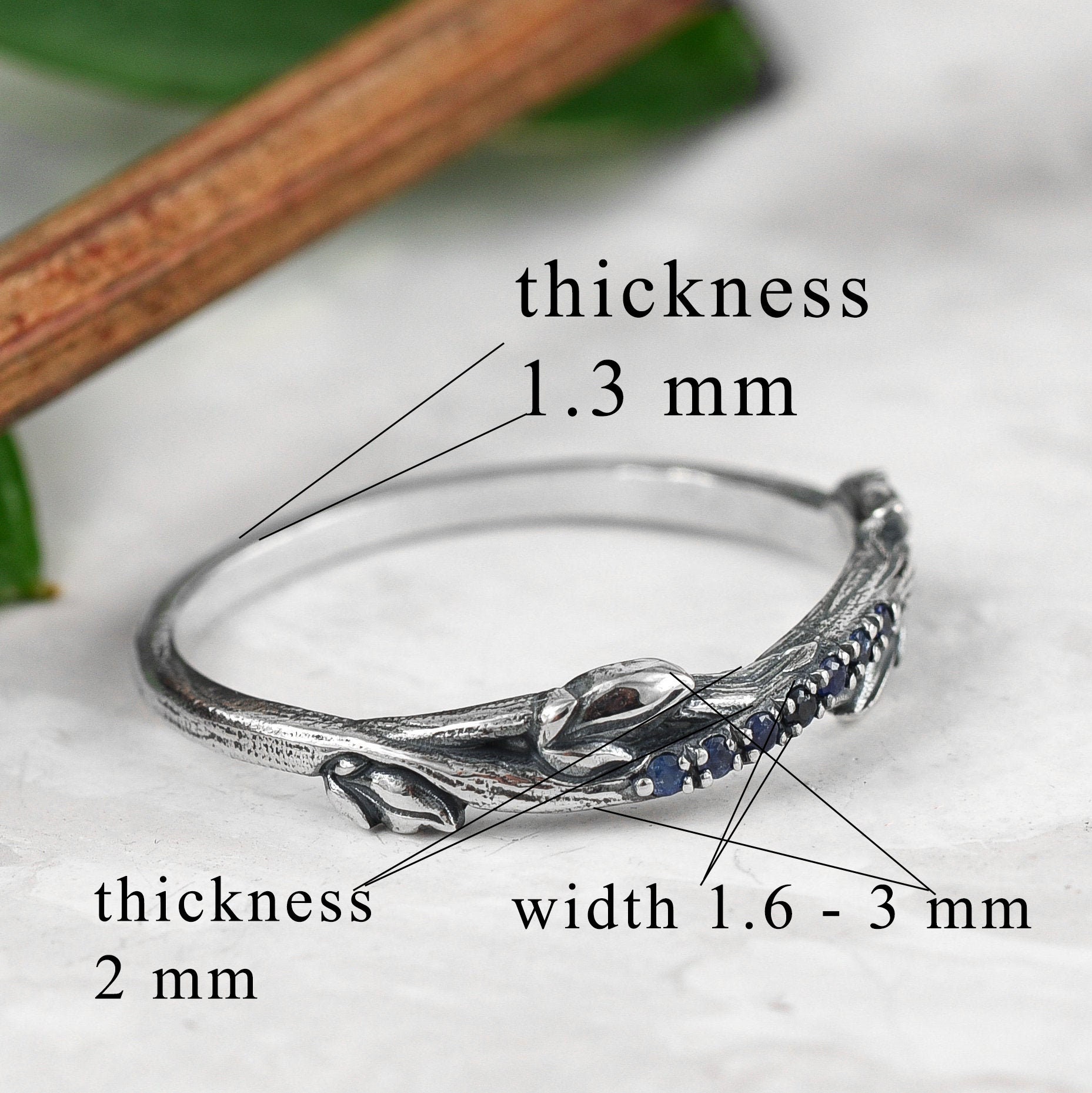 Sterling Silver Sapphire Twig Ring Blue Sapphire Tree Branch | Etsy