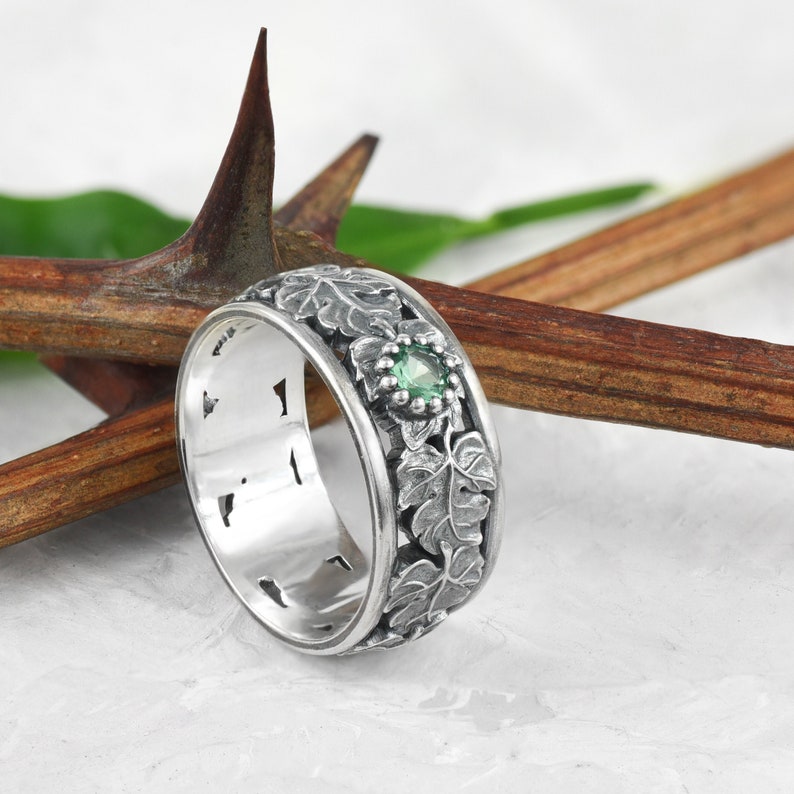 Unique Nature Leaf Wedding Ring, Nature Inspired Sterling Silver Ring ...