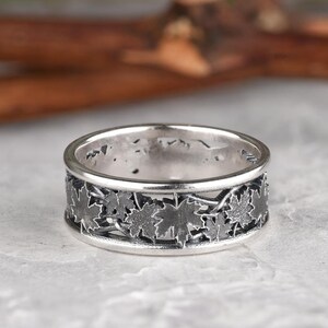 Vintage Style Wedding Ring Set, Autumn Leaves Nature Promise Ring ...