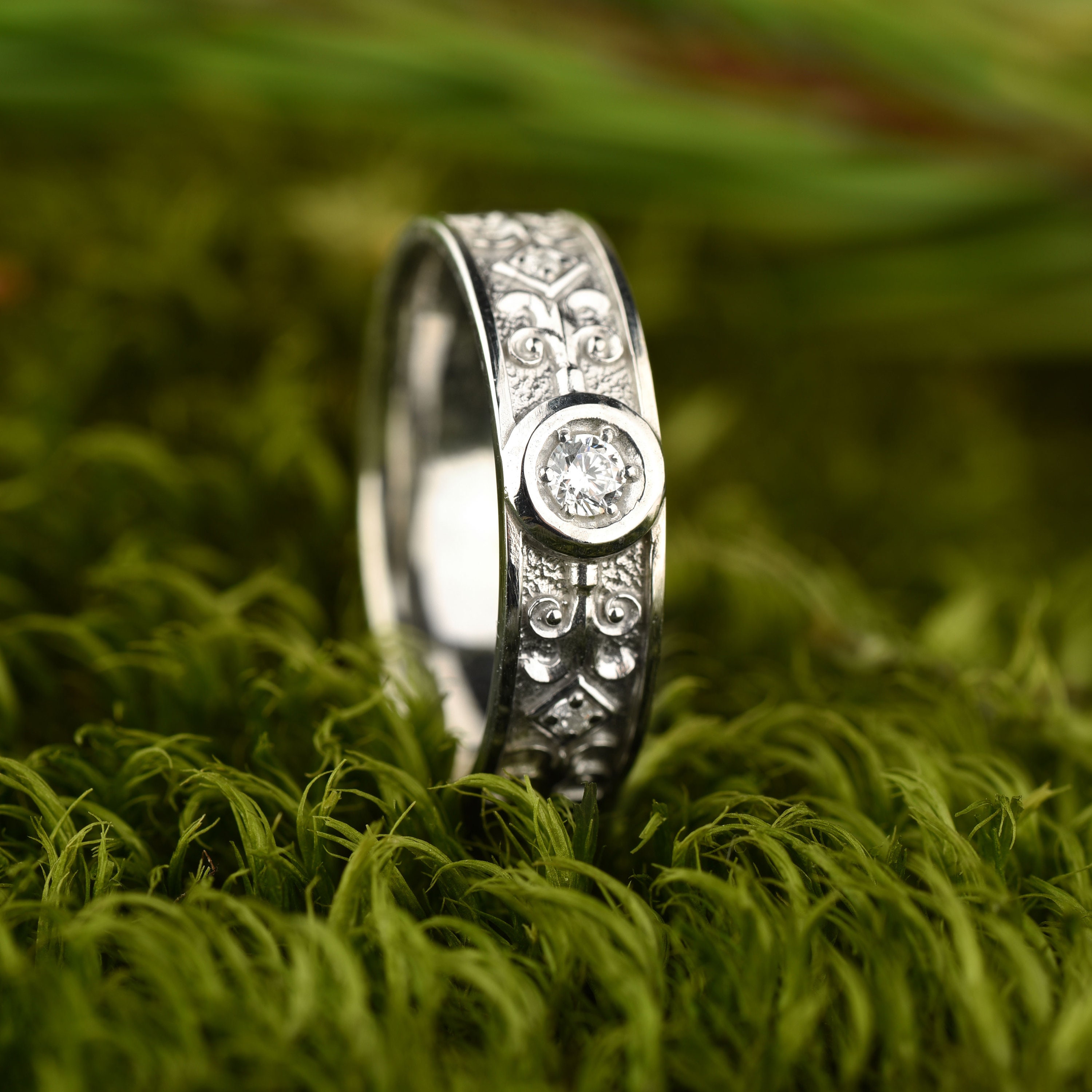 Cubic Zirconia Engagement Ring Sterling Silver Viking Ring - Etsy