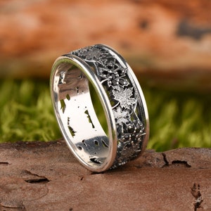 Vintage Style Wedding Ring Set, Autumn Leaves Nature Promise Ring ...