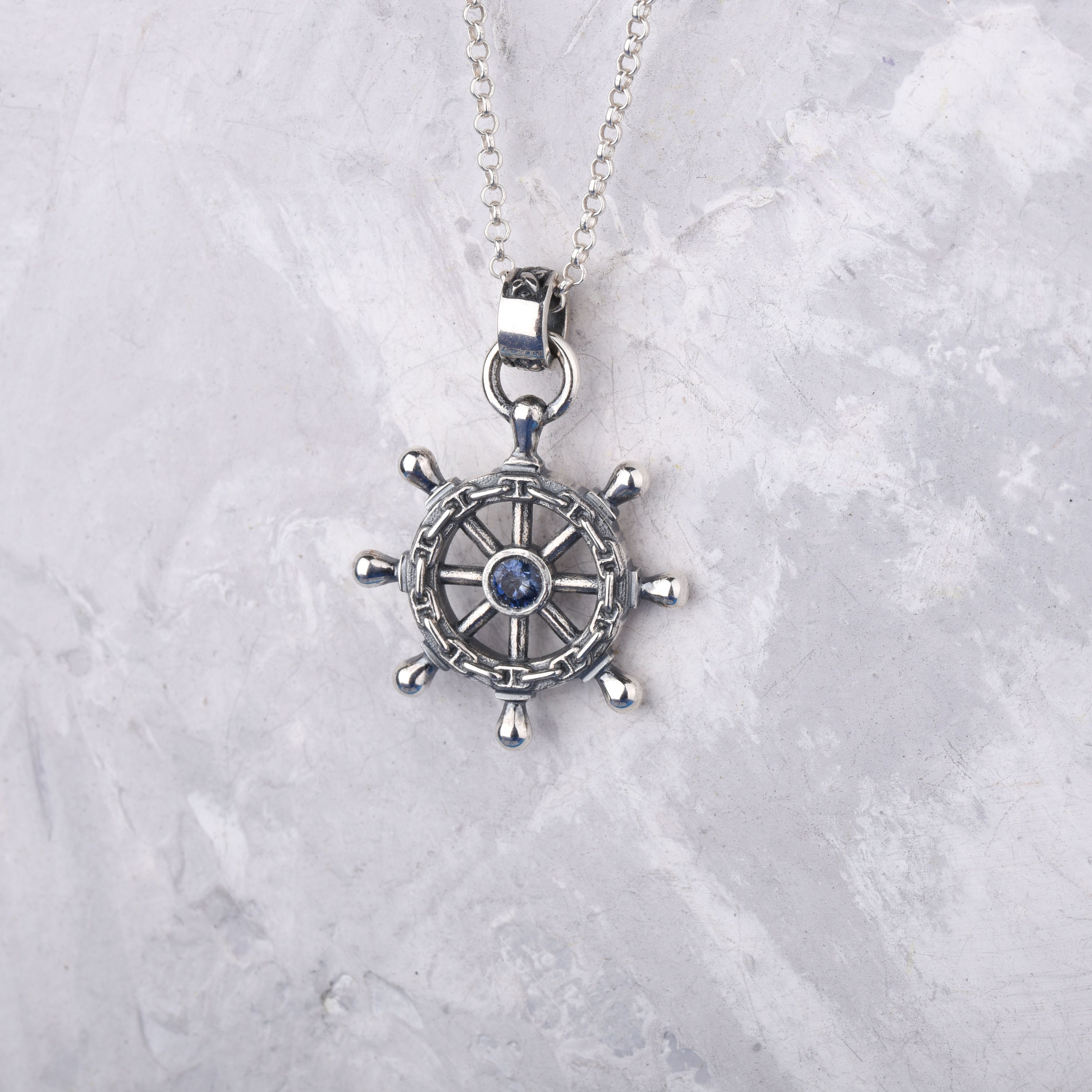 Steering Wheel Silver Statement Necklace Sterling Silver - Etsy