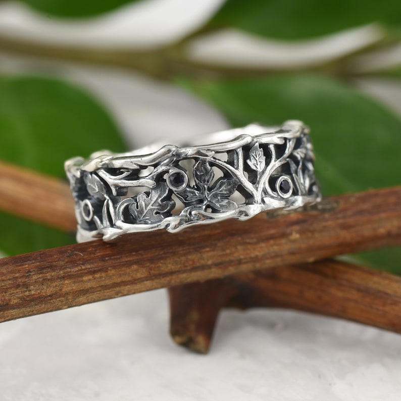 High Detailed Fantasy Forest Elvish Silver Gemstone Ring: - Etsy