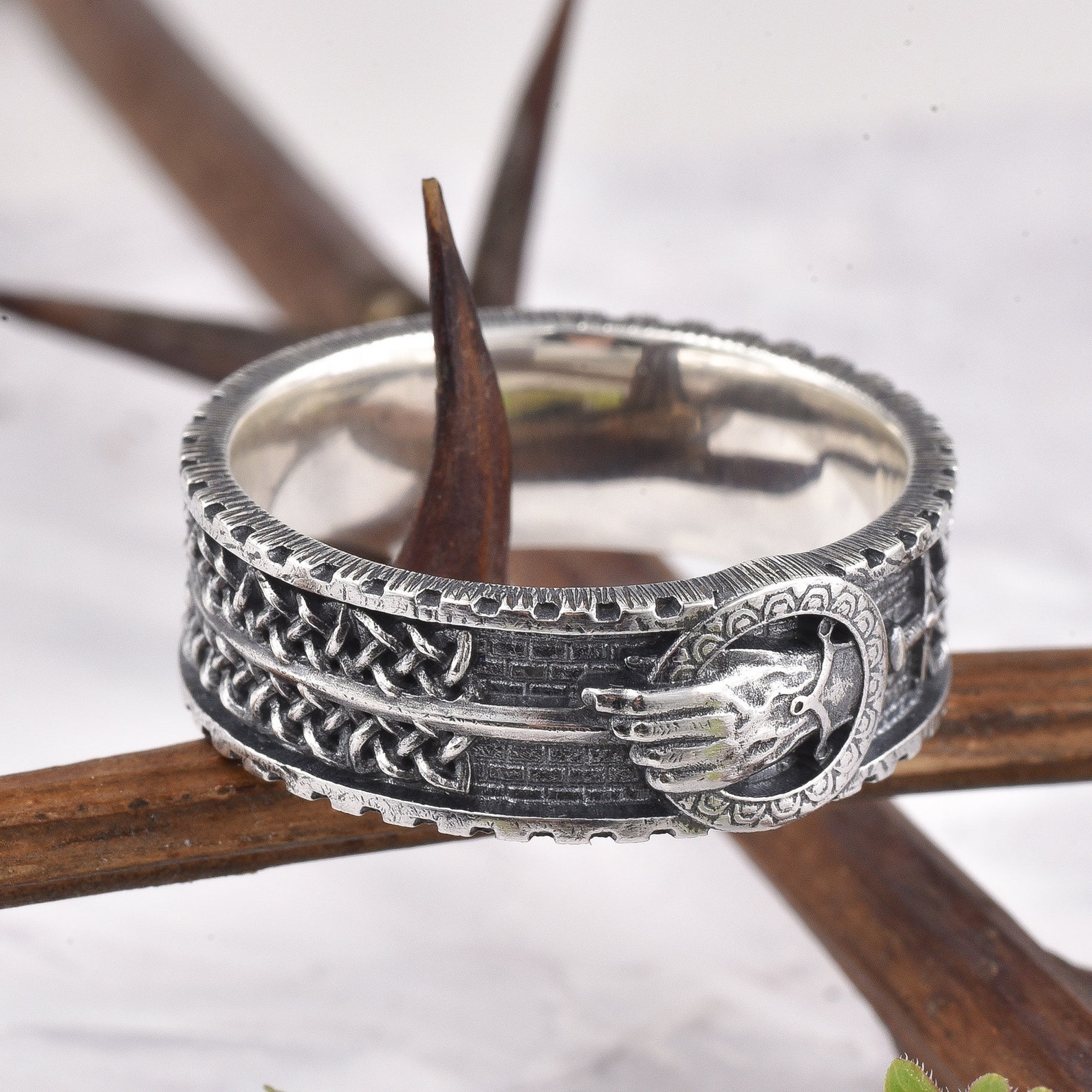 Mens Wedding Ring Vintage Inspired Silver Medieval Ring Game - Etsy