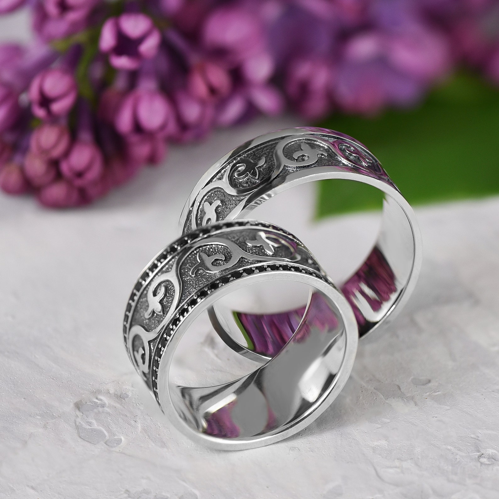 Medieval Ring Ancient Ring Medieval CZ Wedding Bands Fleur - Etsy
