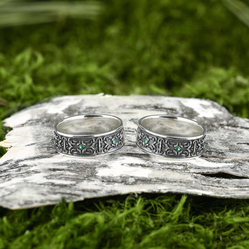 Promise Rings for Couples With Emerald Best Friend Rings - Etsy