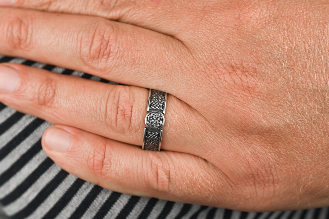 Silver Celtic Mens Ring - Etsy