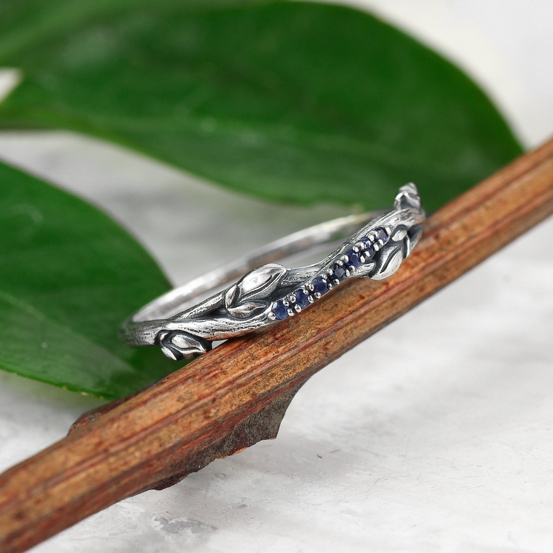 Sterling Silver Sapphire Twig Ring, Blue Sapphire Tree Branch Ring ...