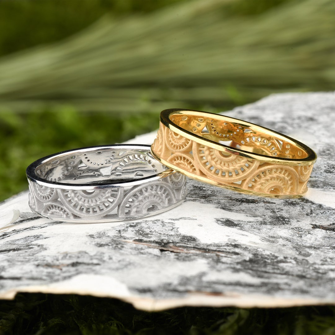 Matching Couple Sun Rings Boho Wedding Rings His and Her - Etsy