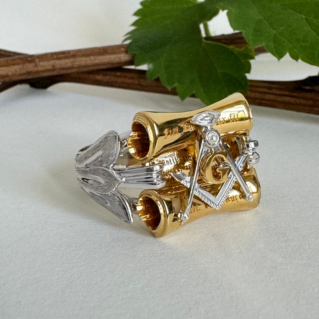 Statement Masons Ring, Personalized Freemason Symbol Ring, Handmade ...