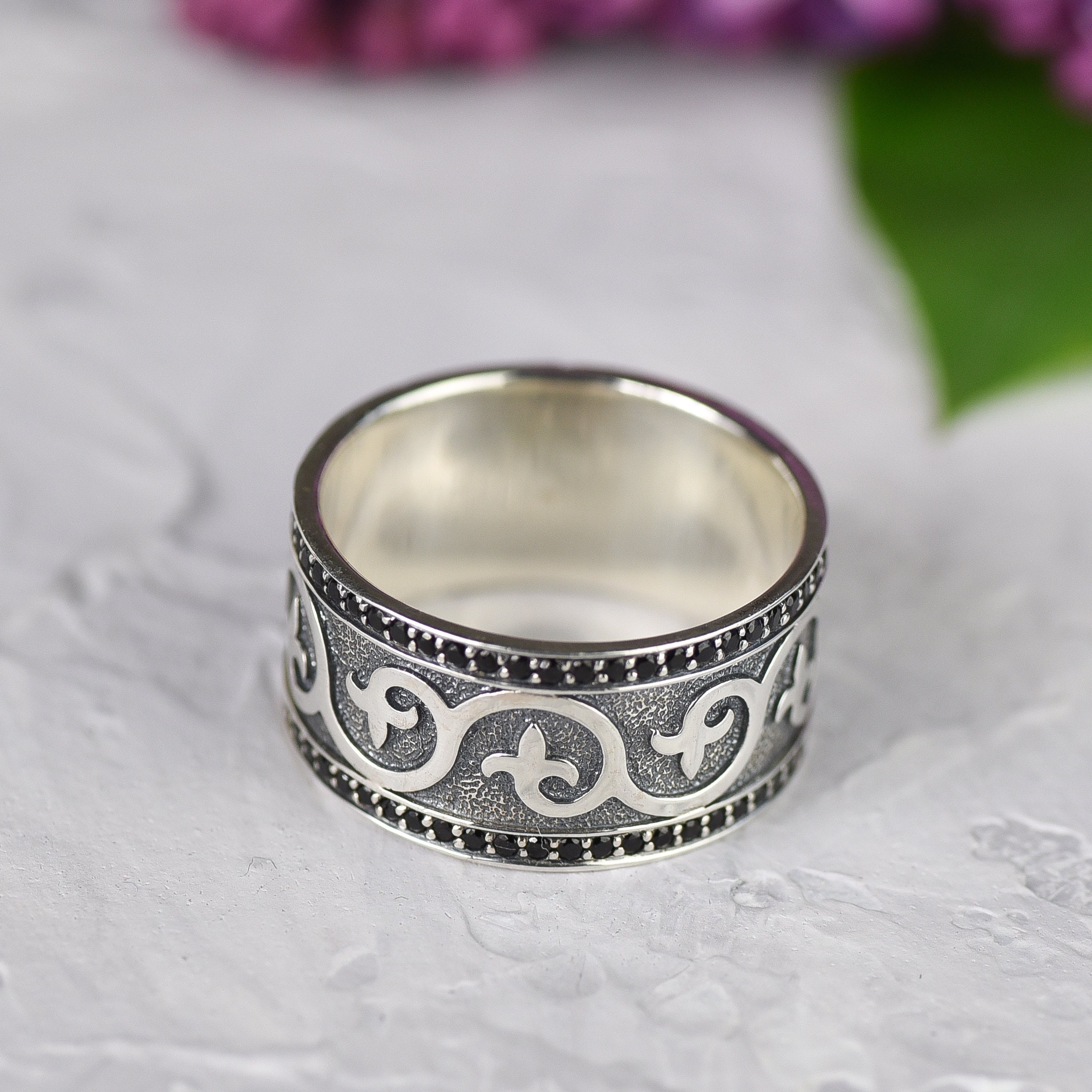 Medieval Ring Ancient Ring Medieval CZ Wedding Bands Fleur | Etsy