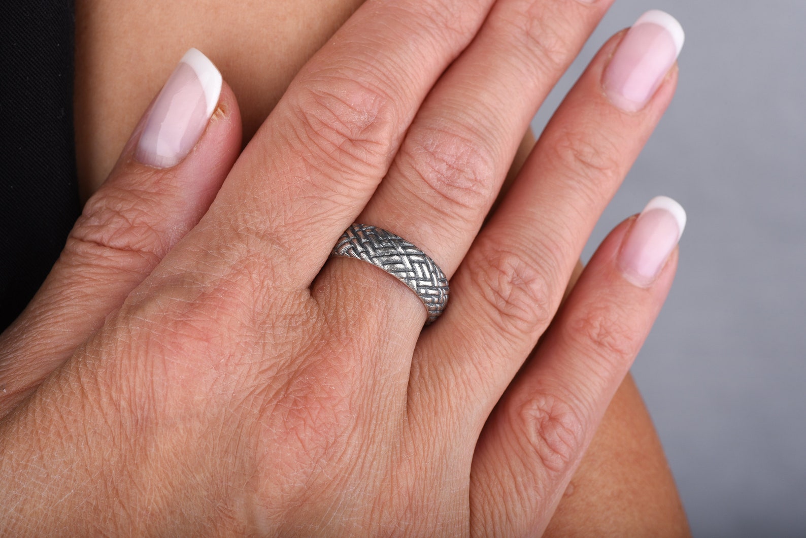 Solid Silver Band Ring Sterling Silver Braided Ring Unique | Etsy