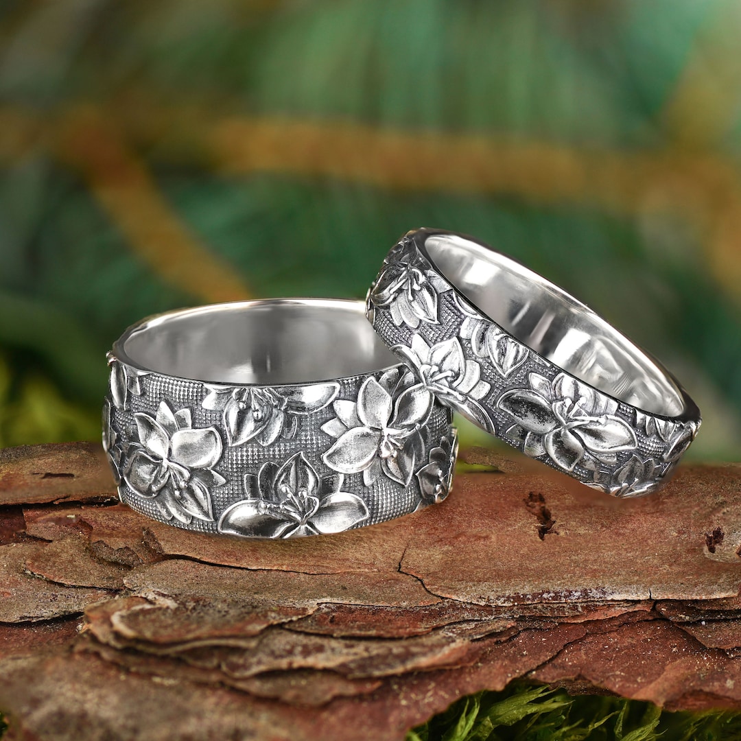 Simple Couple Rings 925 Sterling Silver, Wedding Rings Lesbian Couple ...