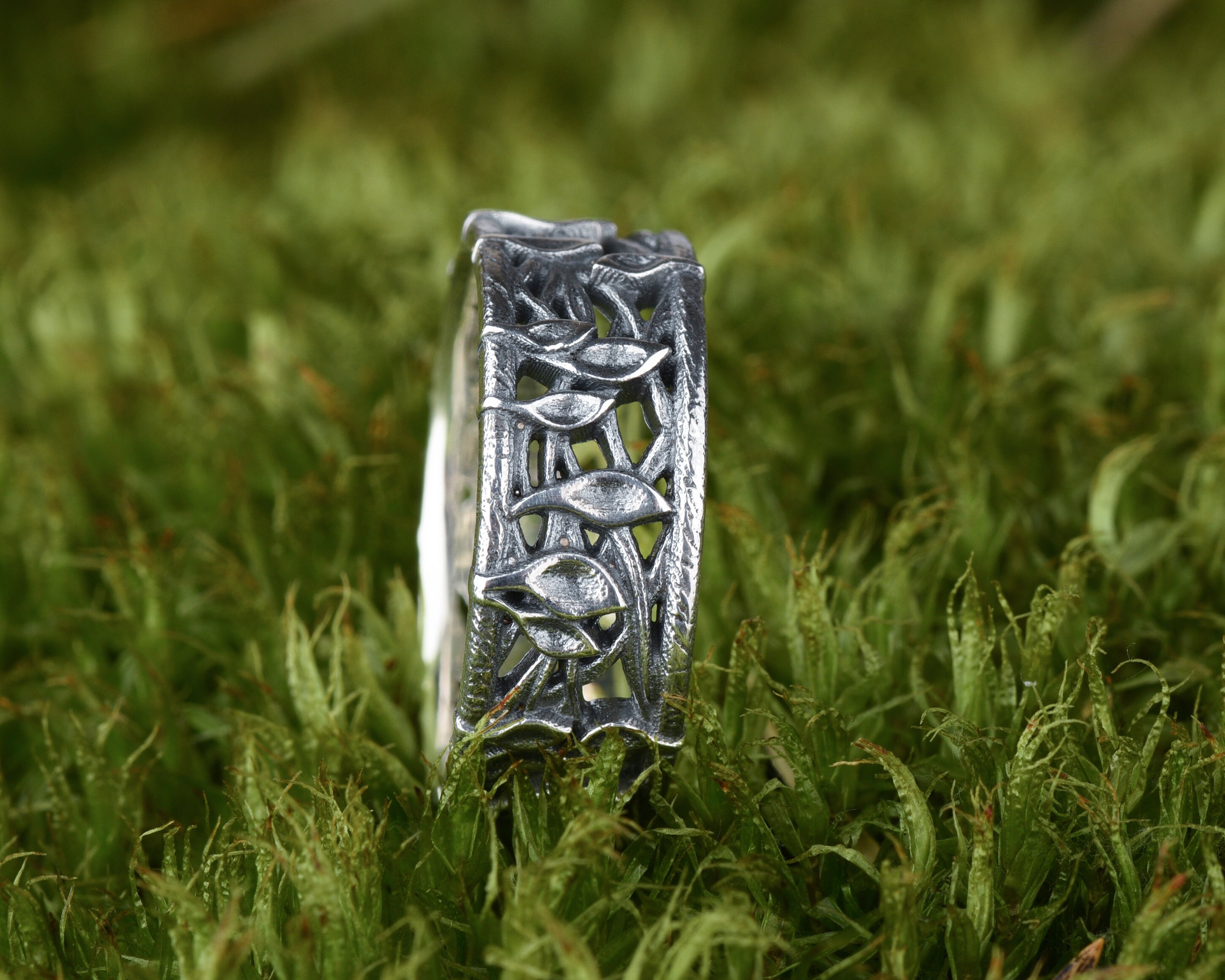 Silver Chunky Ring With Drops Wide Textured Ring Band Custom | Etsy