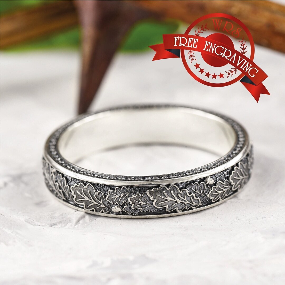 Oak Leaf Ring, Unique Nature Ring, Nature Wedding Band - Etsy