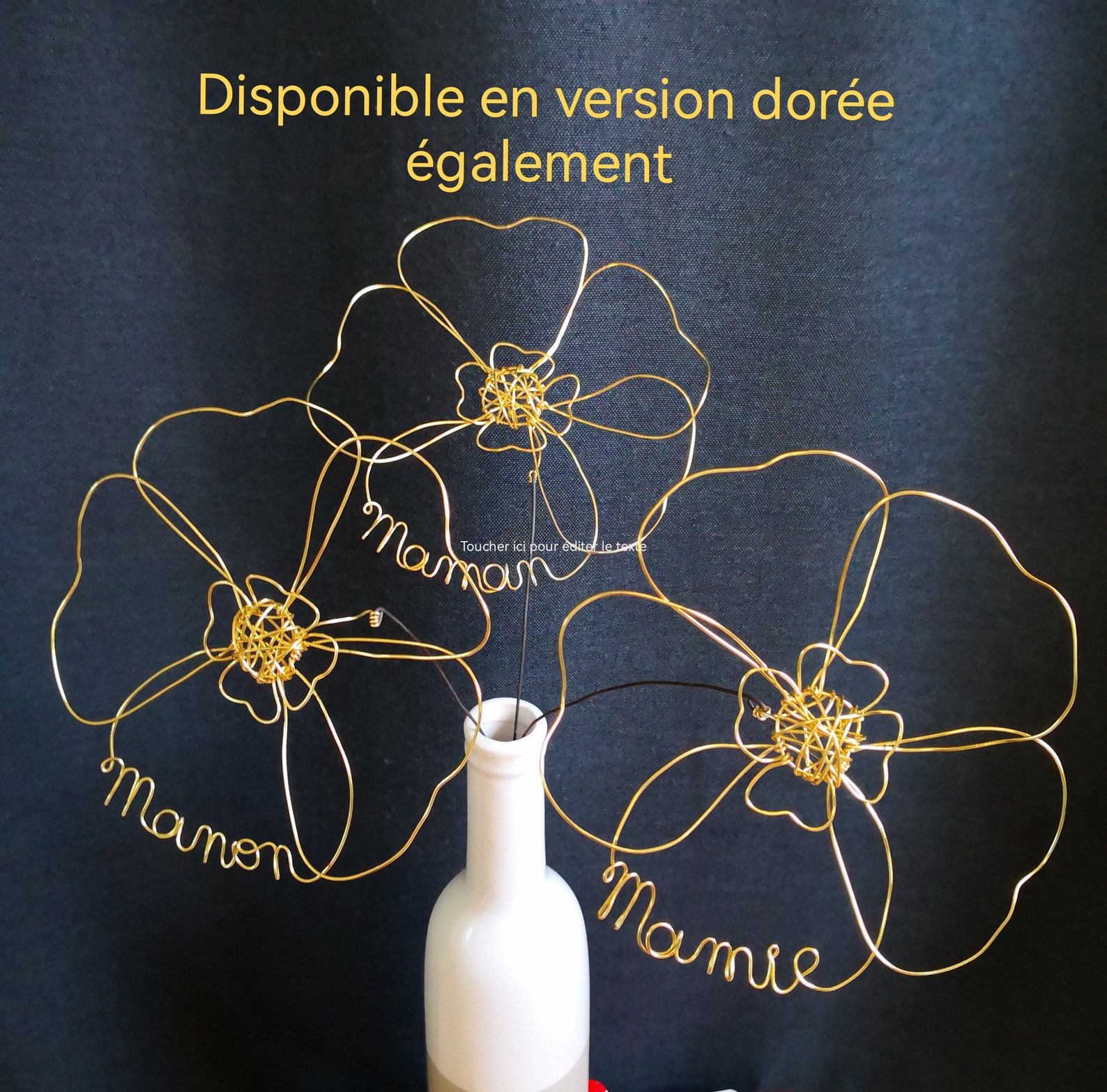 Customizable Wire Family Names Bouquet, Personalized Poppy Flowers Made ...