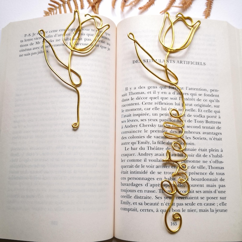Custom Aluminium Wire Bookmark With Gold Rose - Etsy