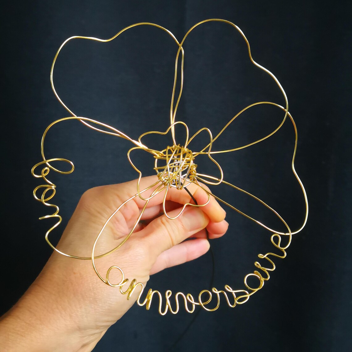 Customizable Wire Family Names Bouquet, Personalized Poppy Flowers Made ...