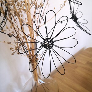 Bouquet of 3 or 5 Black Wire Daisy Flowers, Minimalist Decor, Floral ...