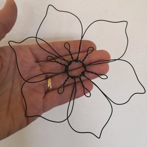 Bouquet of 5 Large Black Annealed Wire Flowers, Minimalist Decor ...