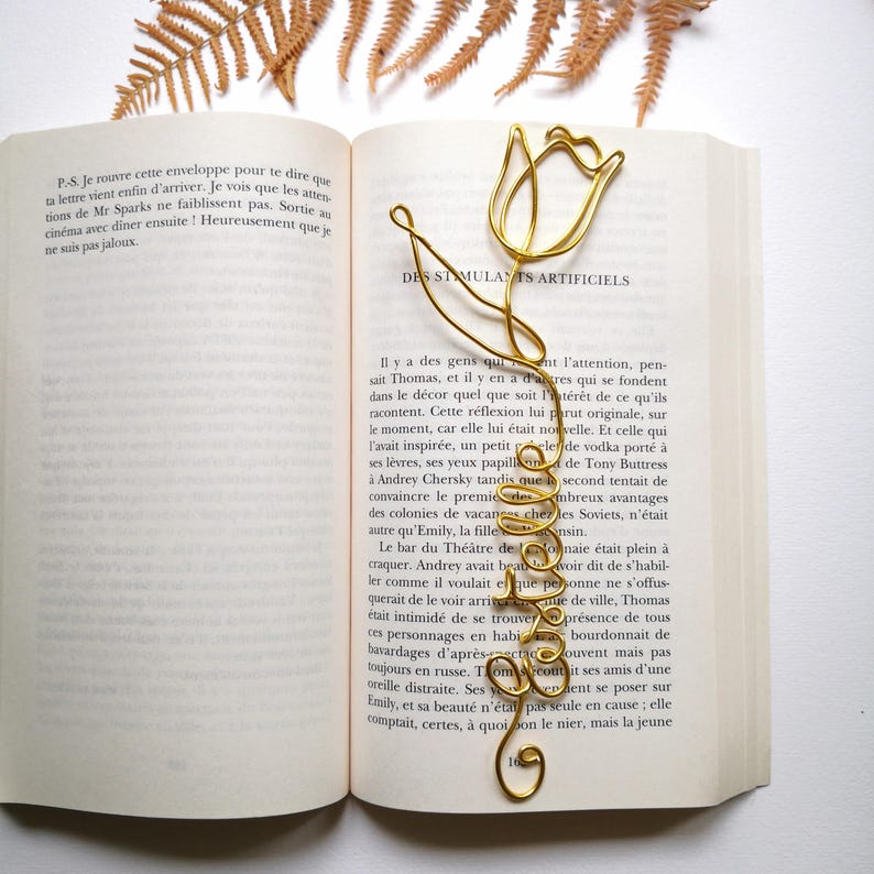 Custom Aluminium Wire Bookmark With Gold Rose - Etsy