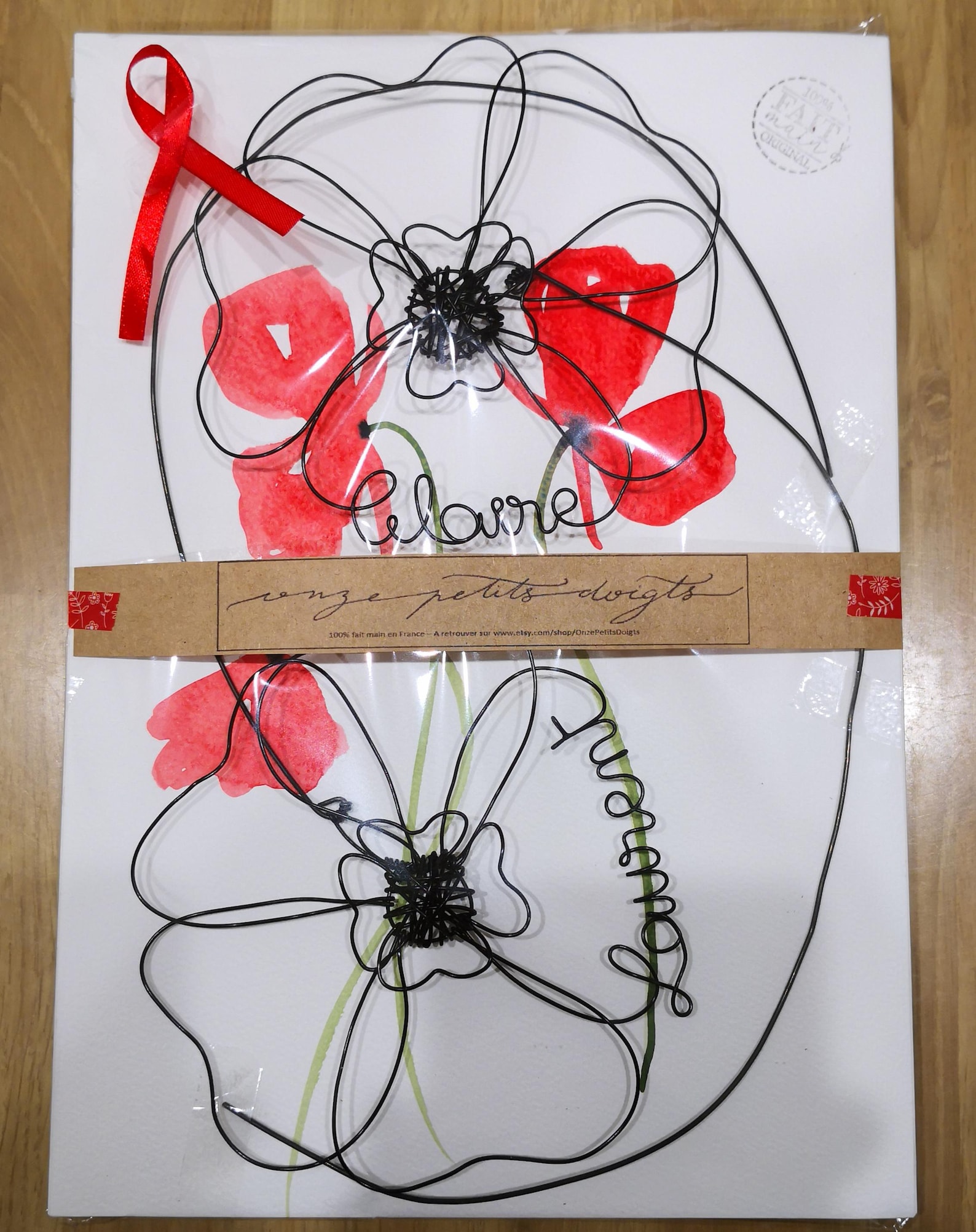 Customizable Wire Family Names Bouquet, Personalized Poppy Flowers Made ...