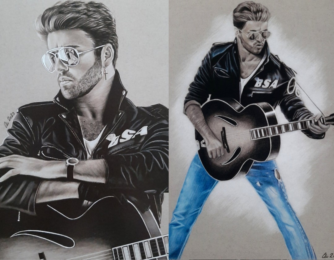 2 Set of George Michael Pencil Portrait Prints. - Etsy