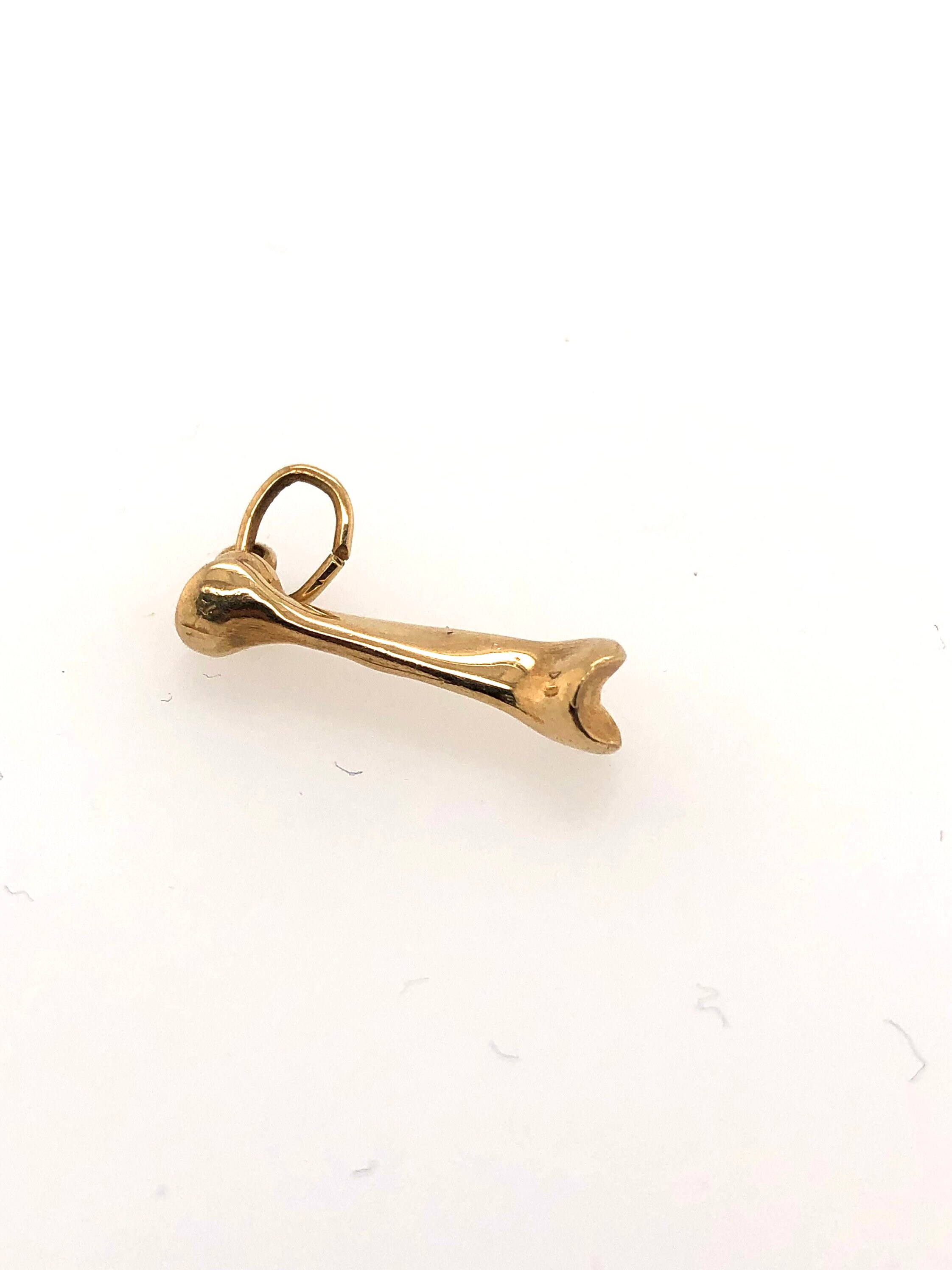 14k Solid Gold Bone Charm - Etsy