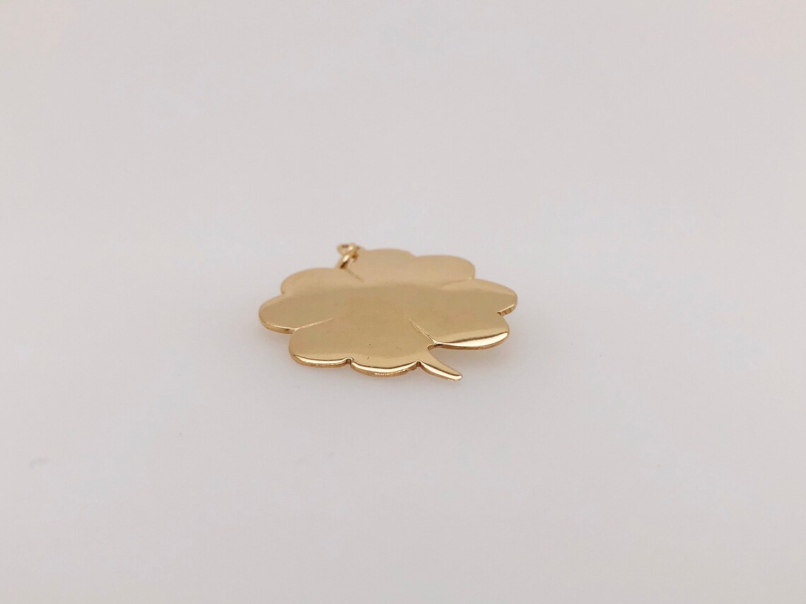 Vintage Engine Turn Four Leaf Clover in 14k Yellow Gold - Etsy