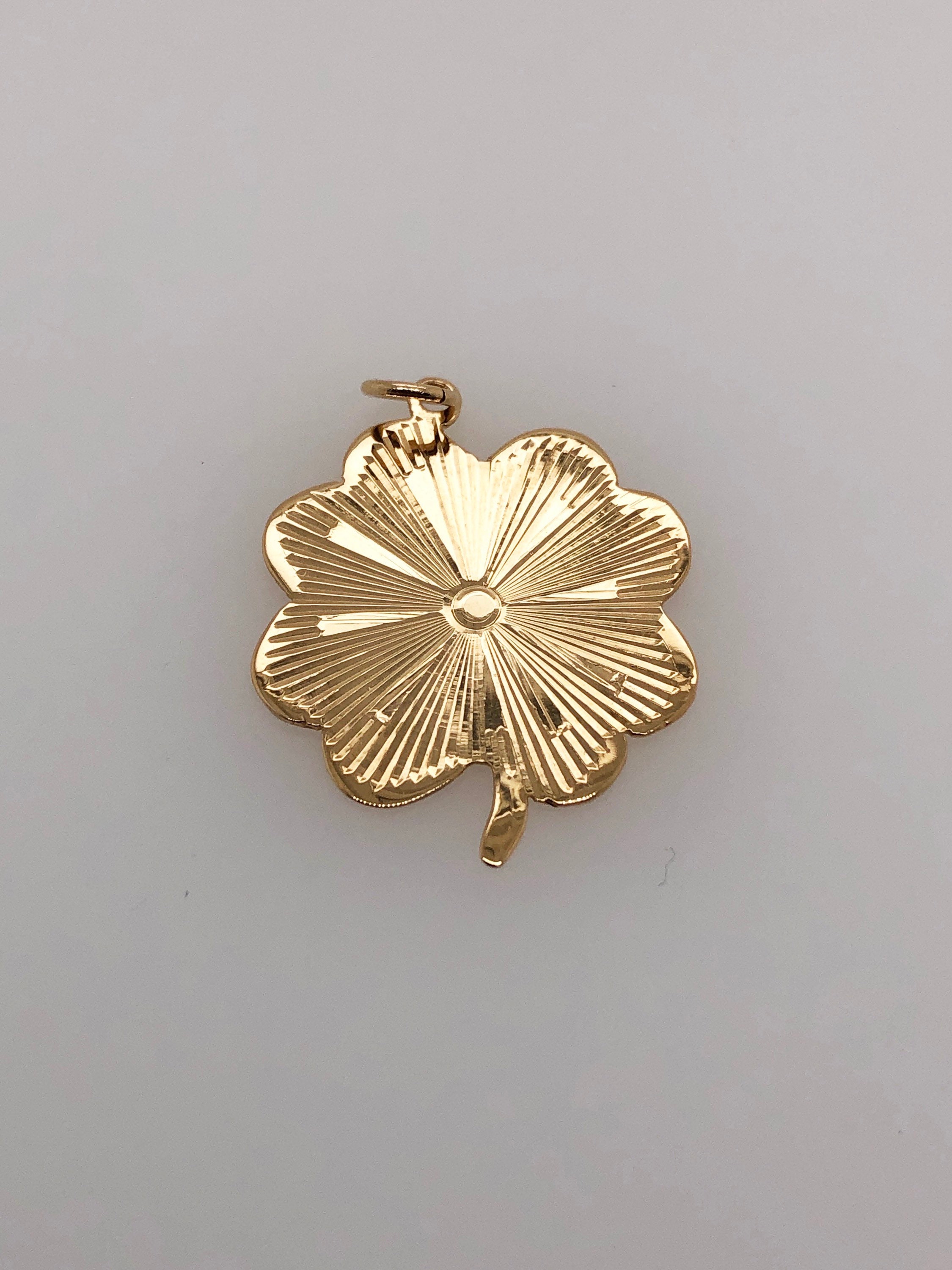 Vintage Engine Turn Four Leaf Clover in 14k Yellow Gold - Etsy