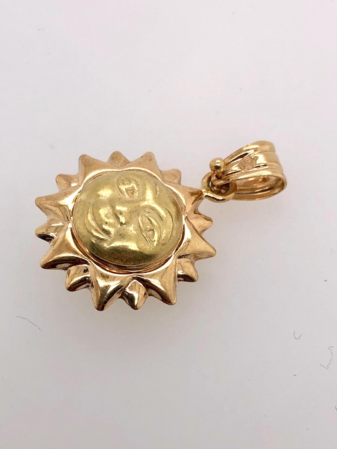Vintage 14k Yellow Gold Sun Pendant Charm - Made in Italy - Etsy