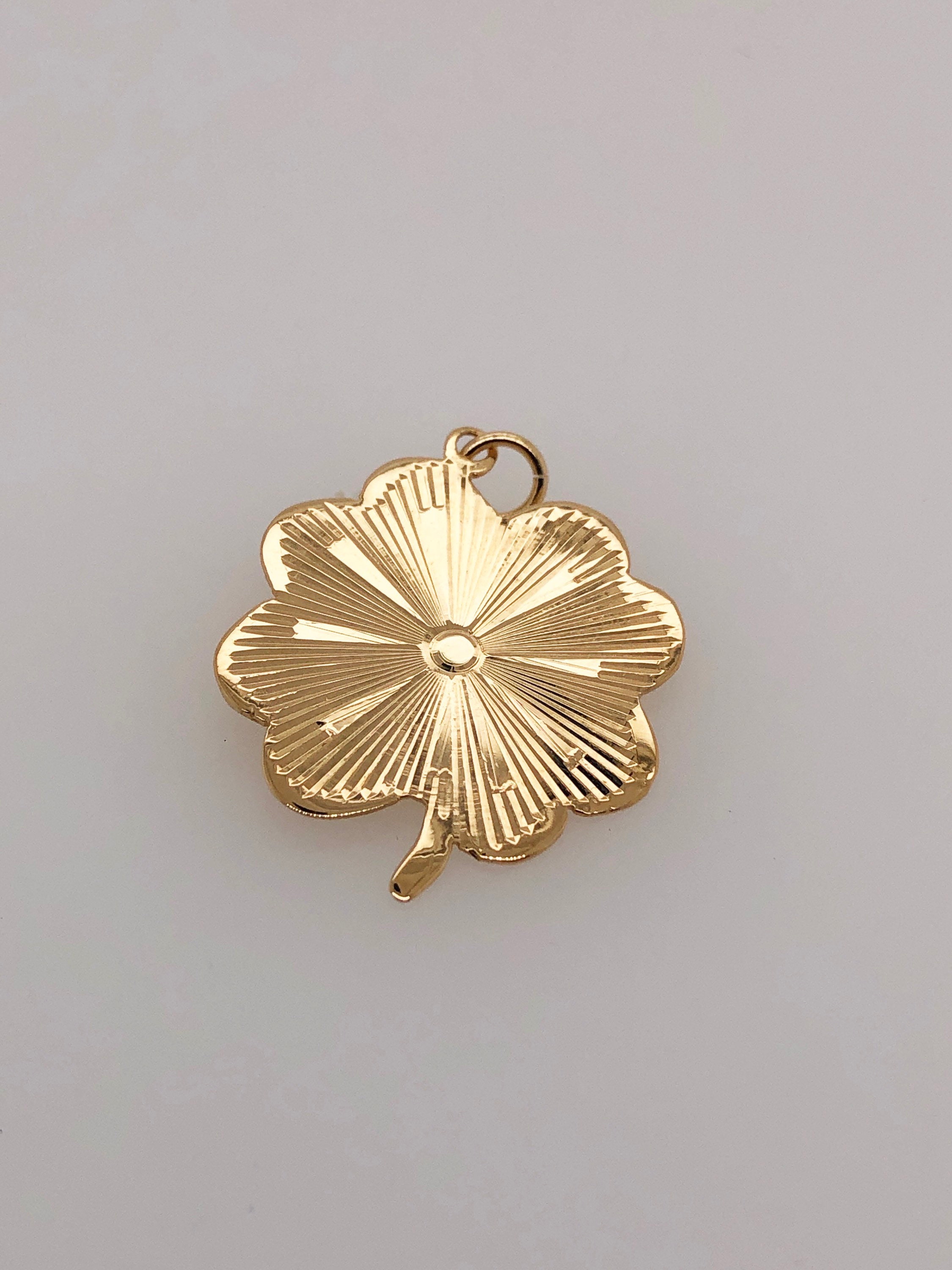 Vintage Engine Turn Four Leaf Clover in 14k Yellow Gold - Etsy