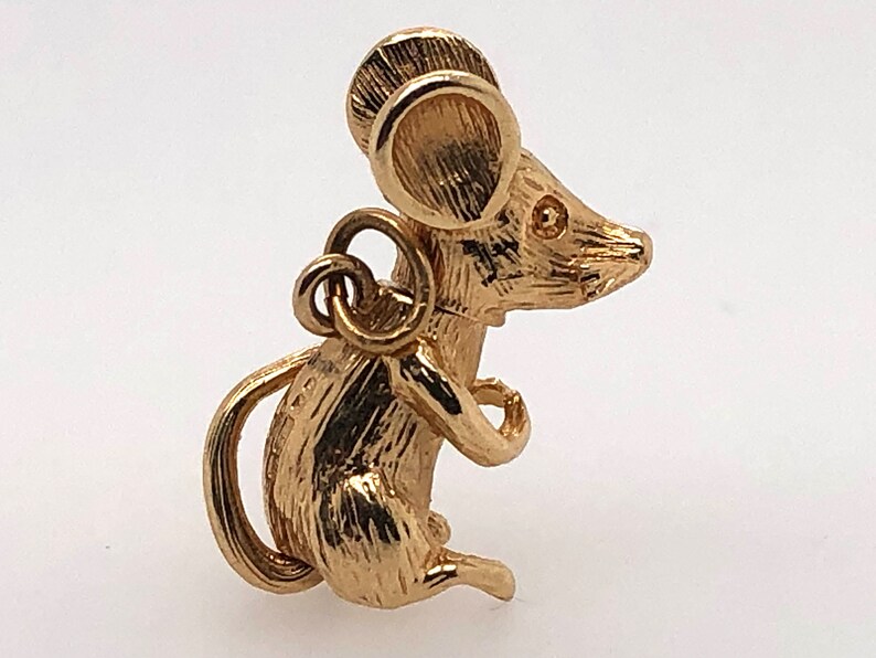 Vintage 14k Yellow Gold Articulated Mouse Charm - Etsy