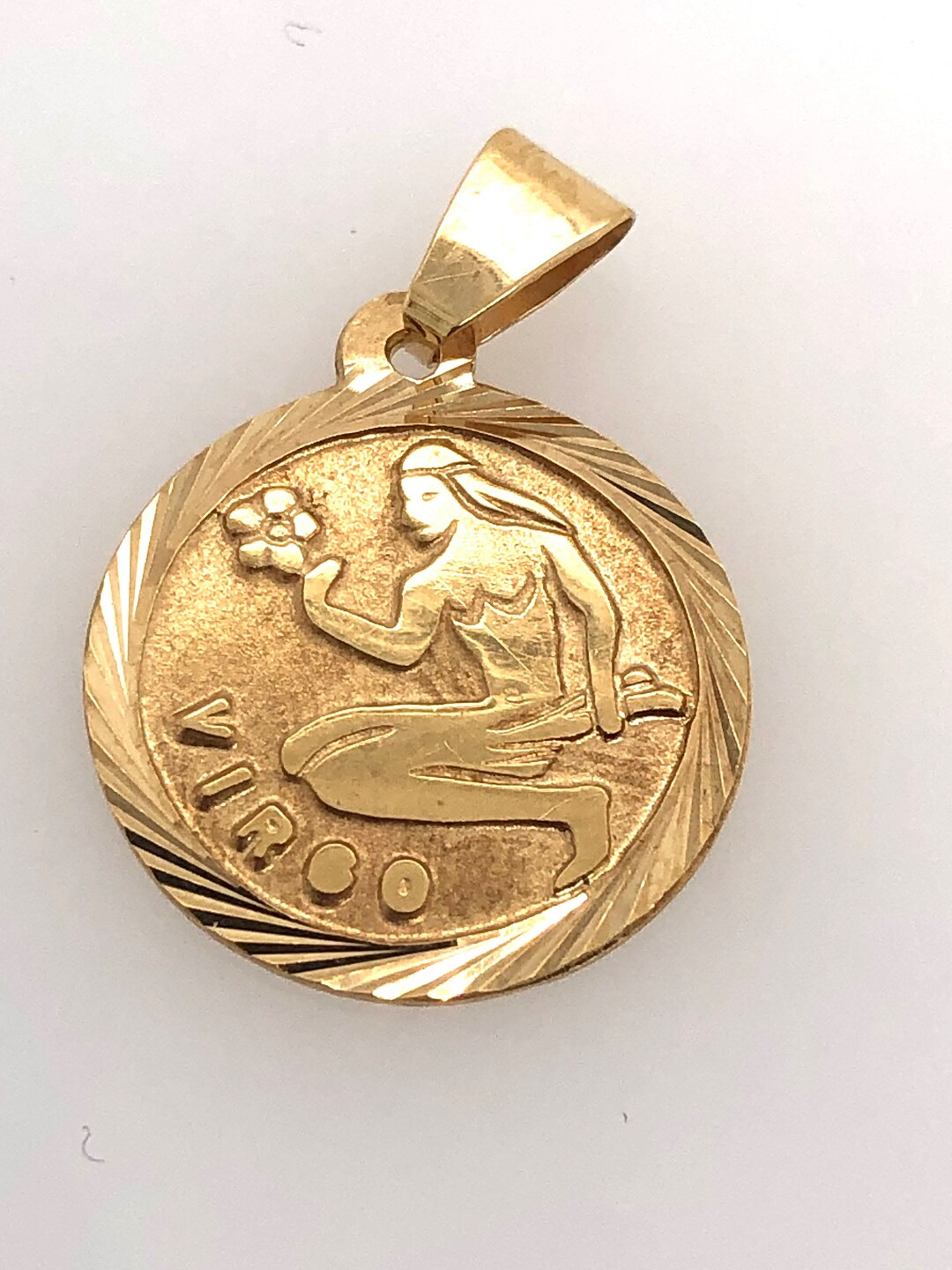 Vintage Virgo Engine Turn Charm in 14k Gold - Etsy