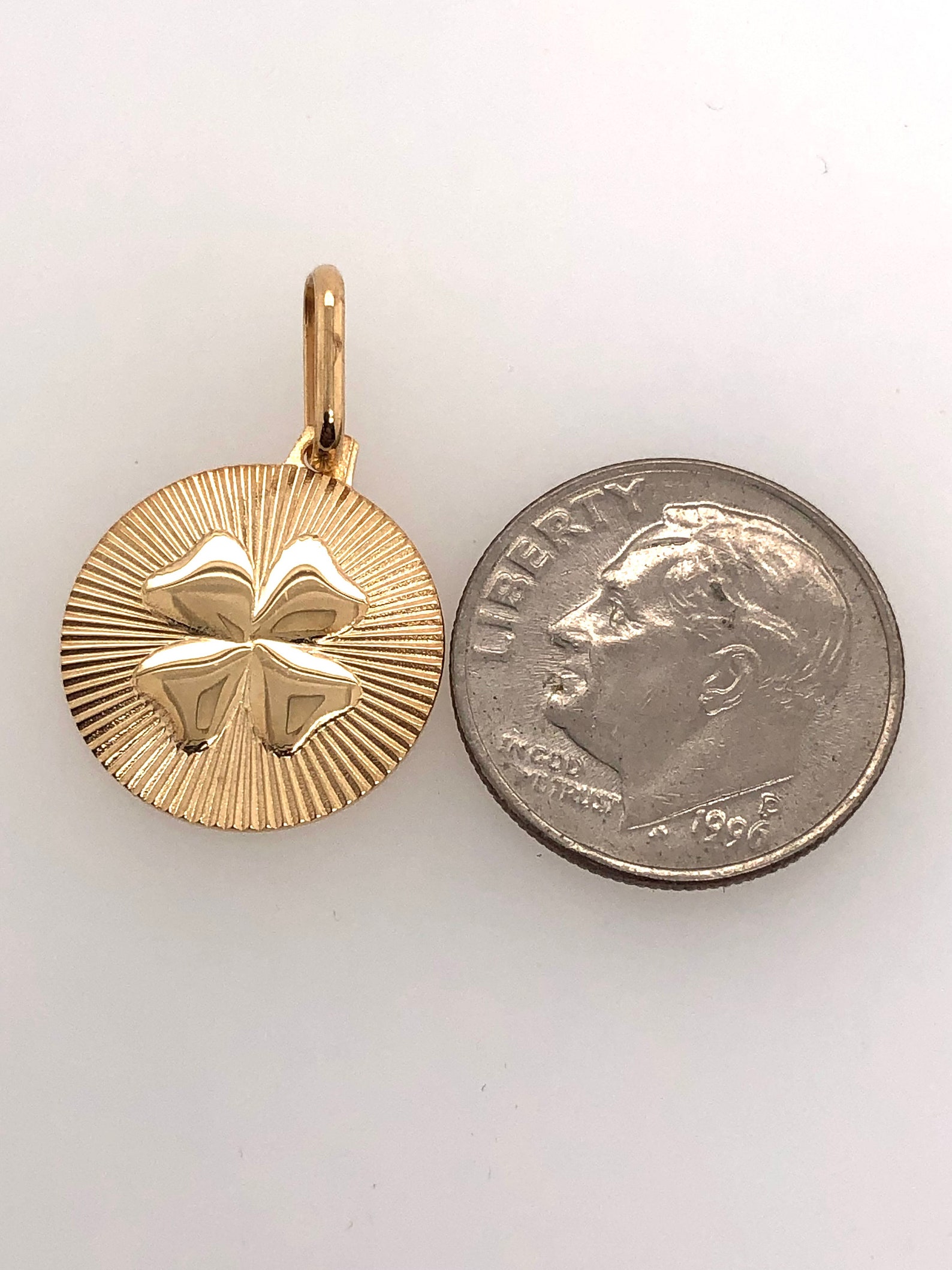 Charming Four Leaf Clover Pendent Charm in 14k Yellow Gold - Etsy