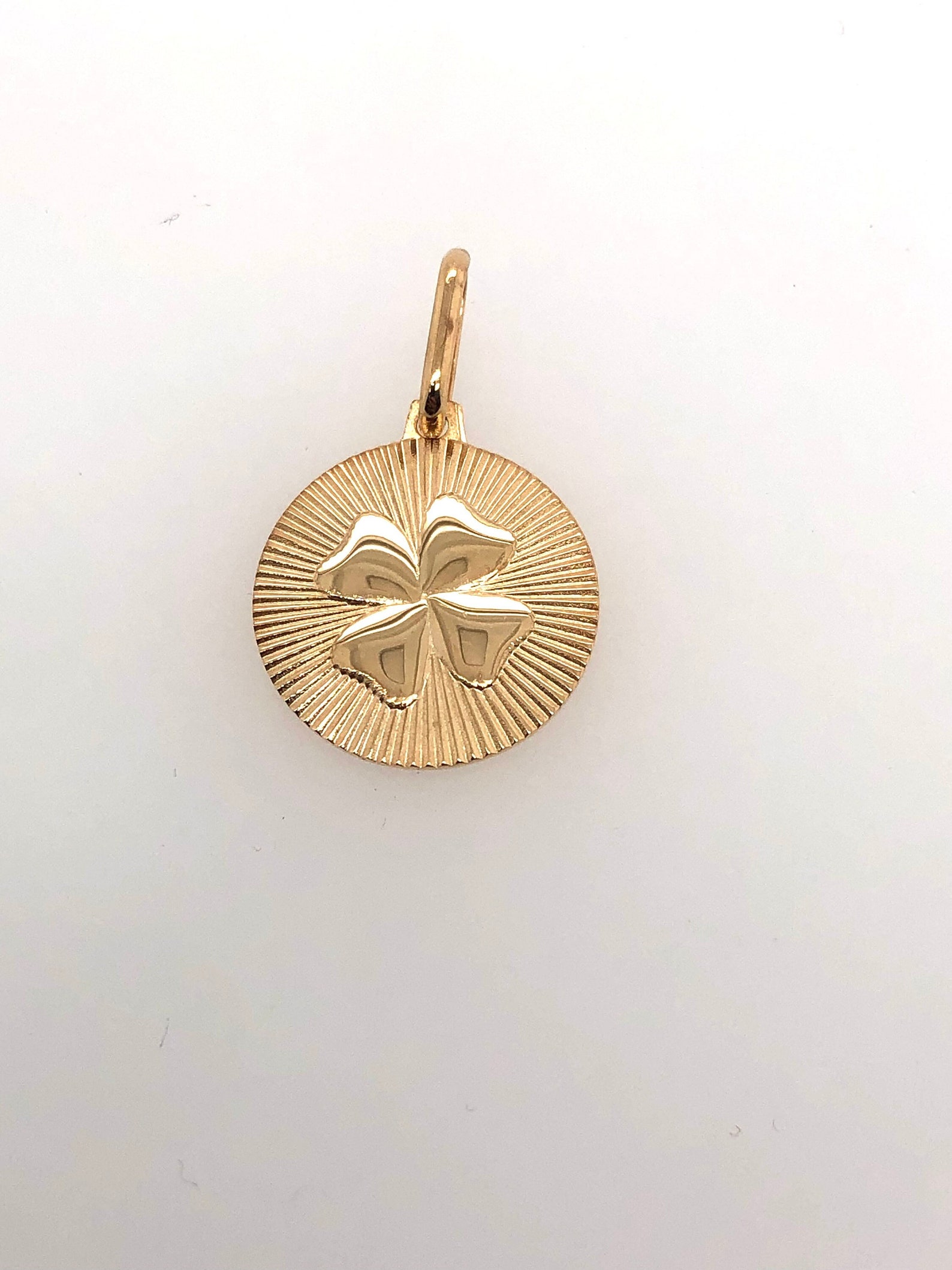 Charming Four Leaf Clover Pendent Charm in 14k Yellow Gold - Etsy
