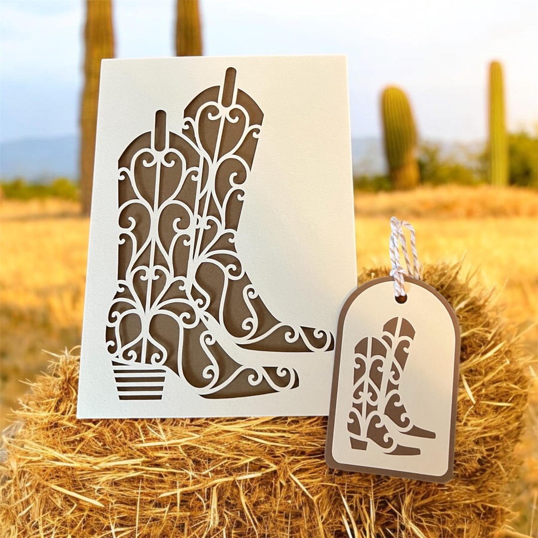 Cowboy Cowgirl Boot Birthday Card With Tag - Etsy