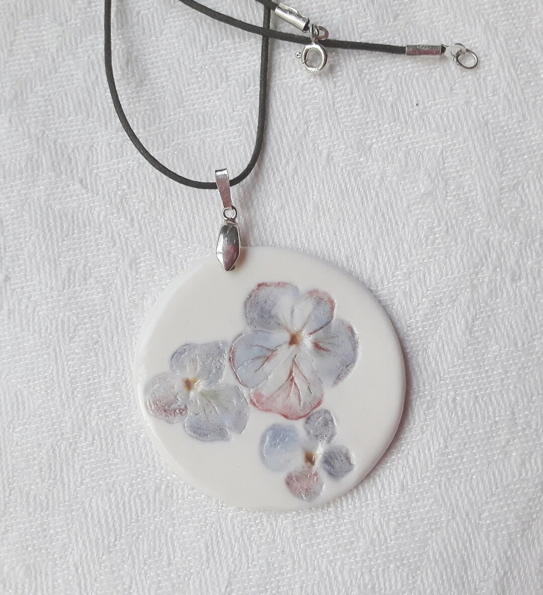 Porcelain Necklace, Hydrangea Flower Pendant, Porcelain Jewelry ...
