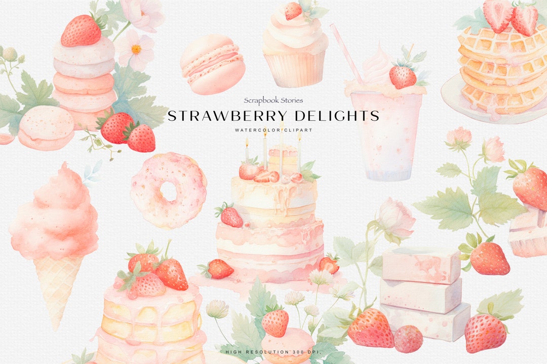 Watercolor Strawberry Clipart, Strawberry Desserts, Scrapbooking Png ...