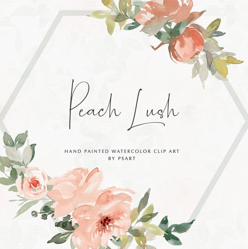 Peach Lush Watercolor Peach Floral Frames Peach Roses - Etsy
