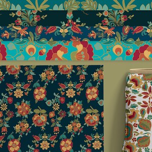 Folk Art Illustrations and Patterns, Digital Floral Clipart, Folk Art ...